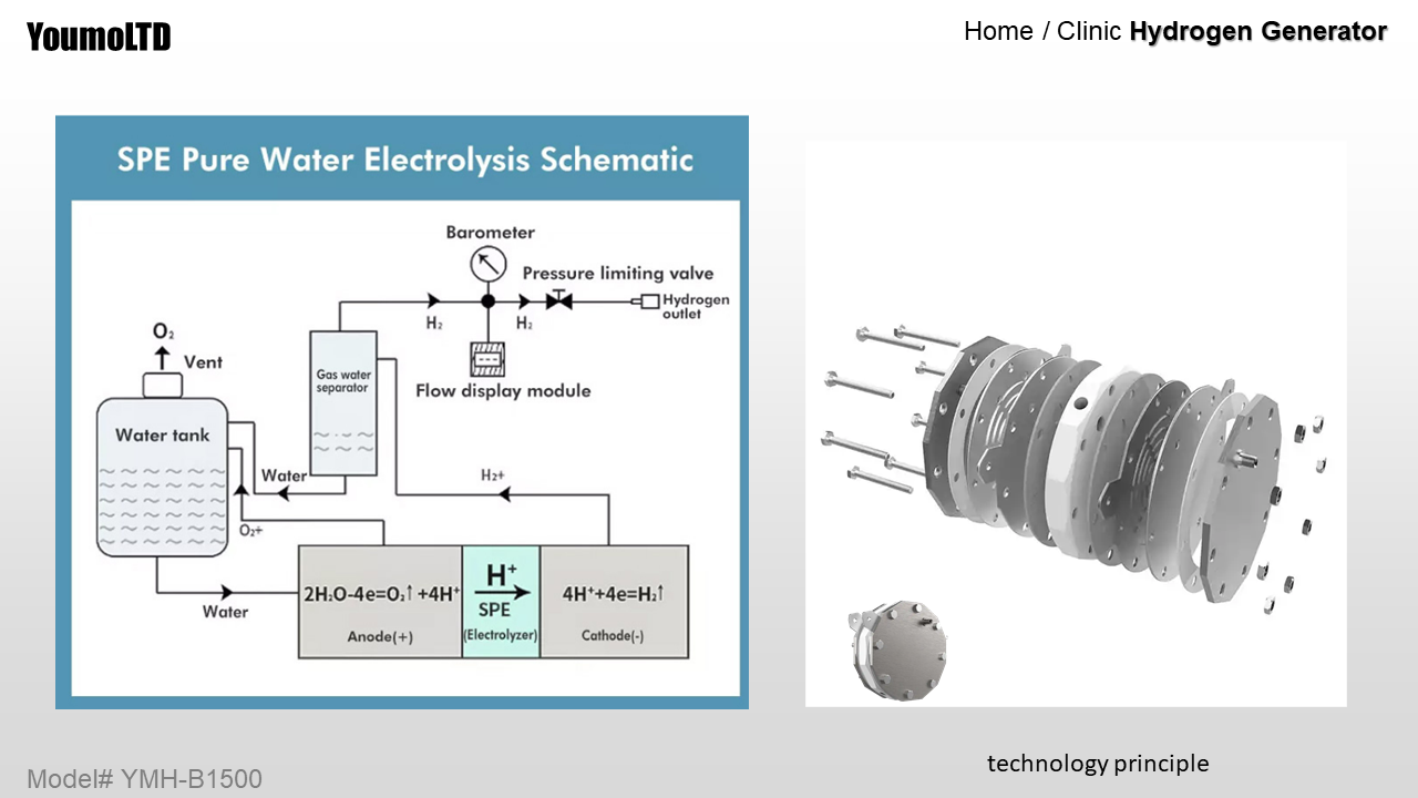 SPE PEM 1500ml/min Hydrogen Gas Inhaler Household Hydrogen Inhalation ...